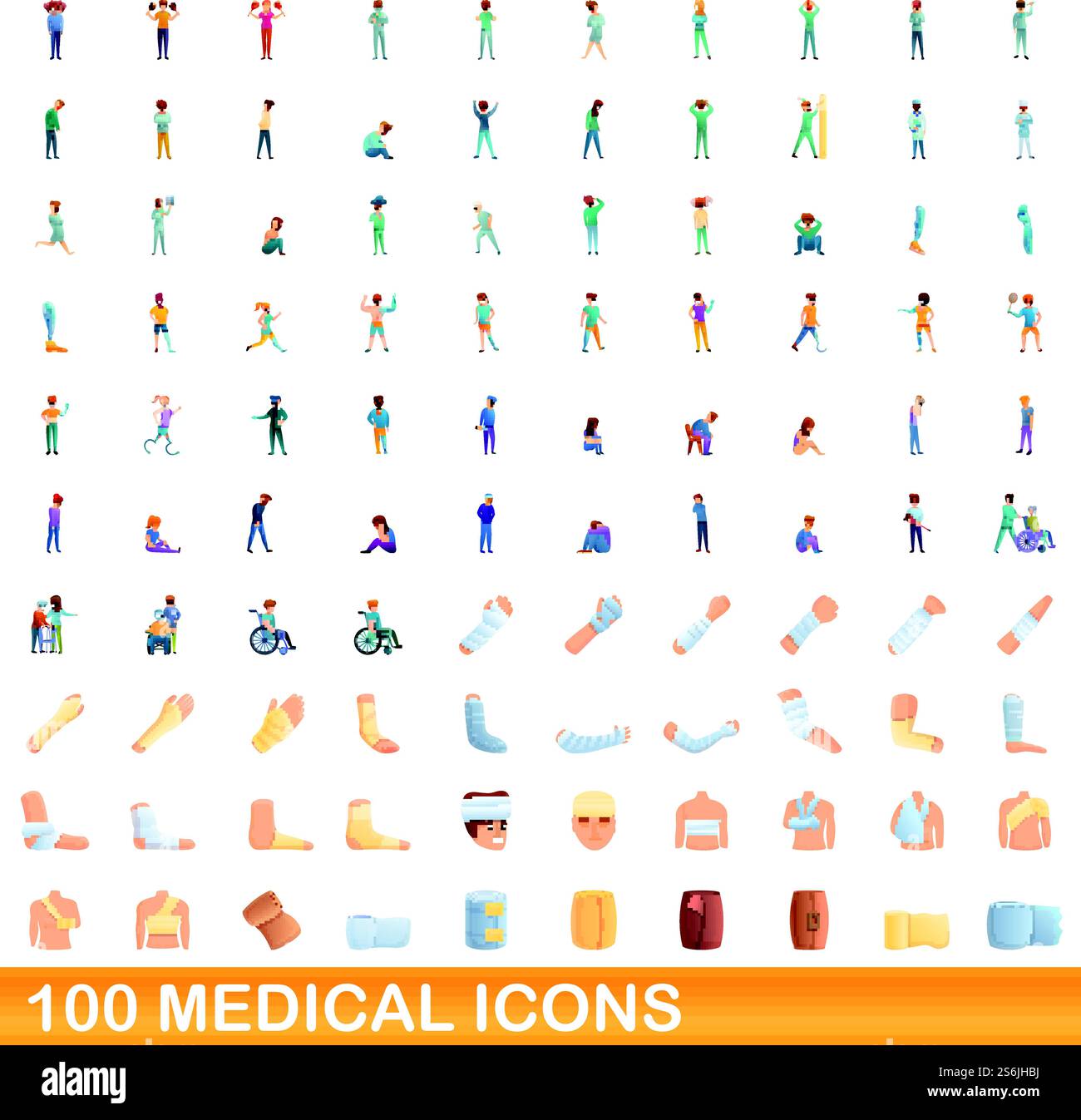 100 medical icons set. Cartoon illustration of 100 medical icons vector ...
