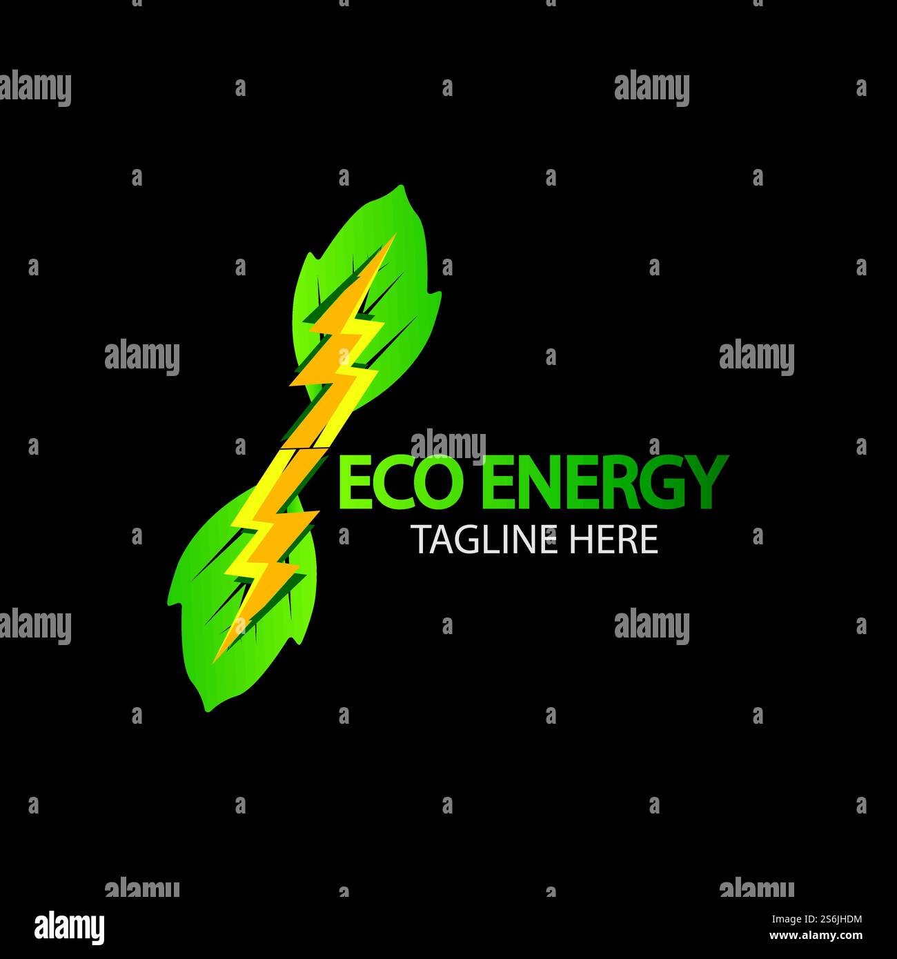 Eco Energy Vector Logo with leaf symbol. Green color with flash or ...