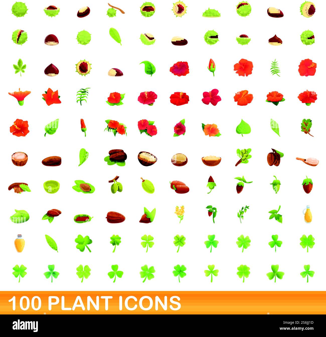 100 plant icons set. Cartoon illustration of 100 plant icons vector set ...