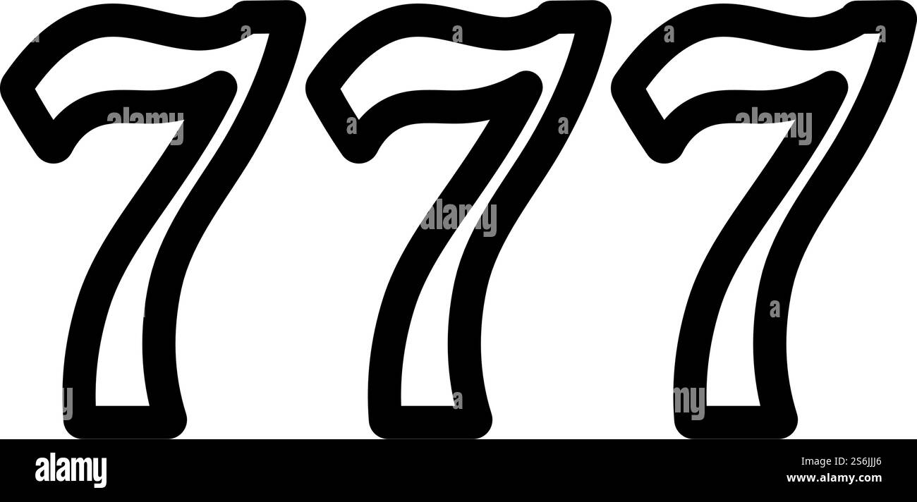 777 Icon. Editable Bold Outline Design. Vector Illustration Stock ...