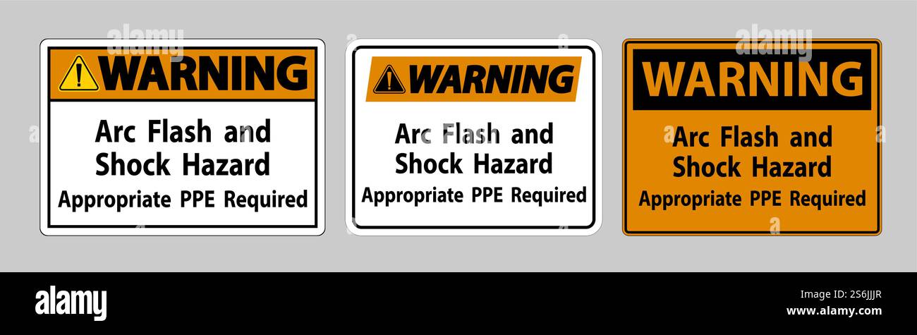 Warning Sign Arc Flash And Shock Hazard Appropriate PPE Required Stock ...