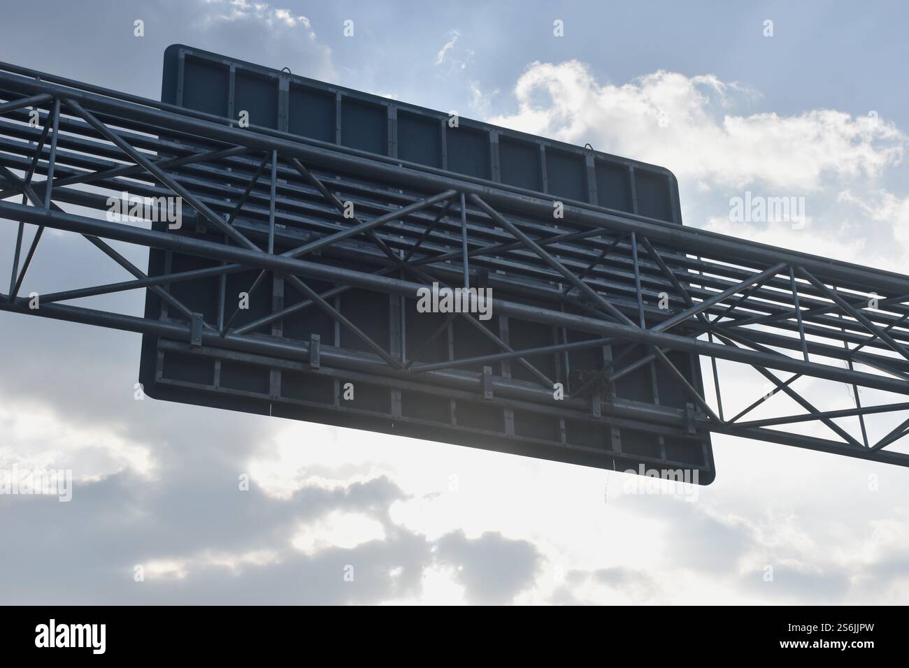 back of road sign way on highway with sky background in Thailand Stock ...