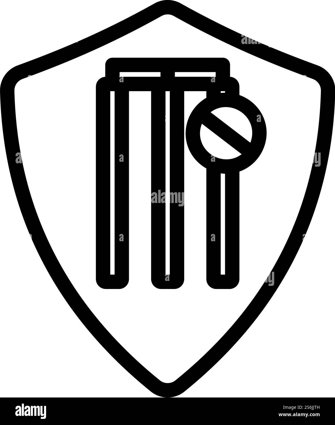 Cricket Shield Emblem Icon. Editable Bold Outline Design. Vector ...