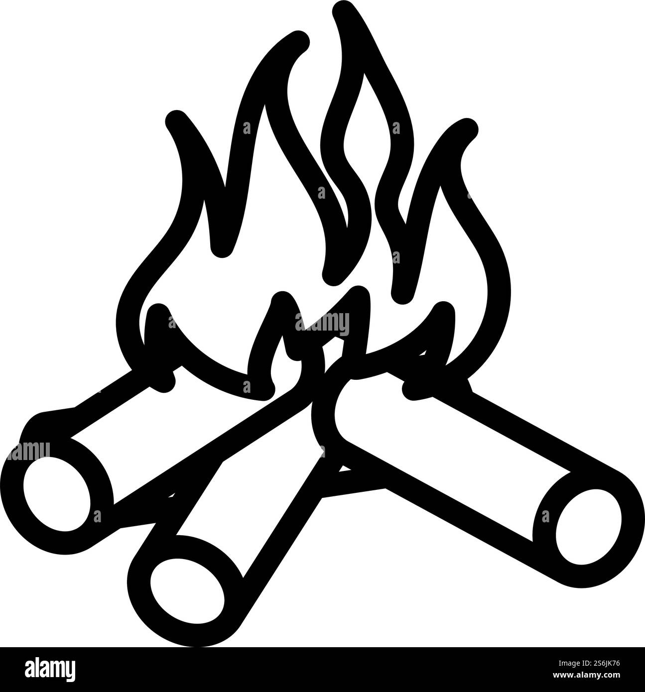 Icon Of Camping Fire. Editable Bold Outline Design. Vector Illustration ...