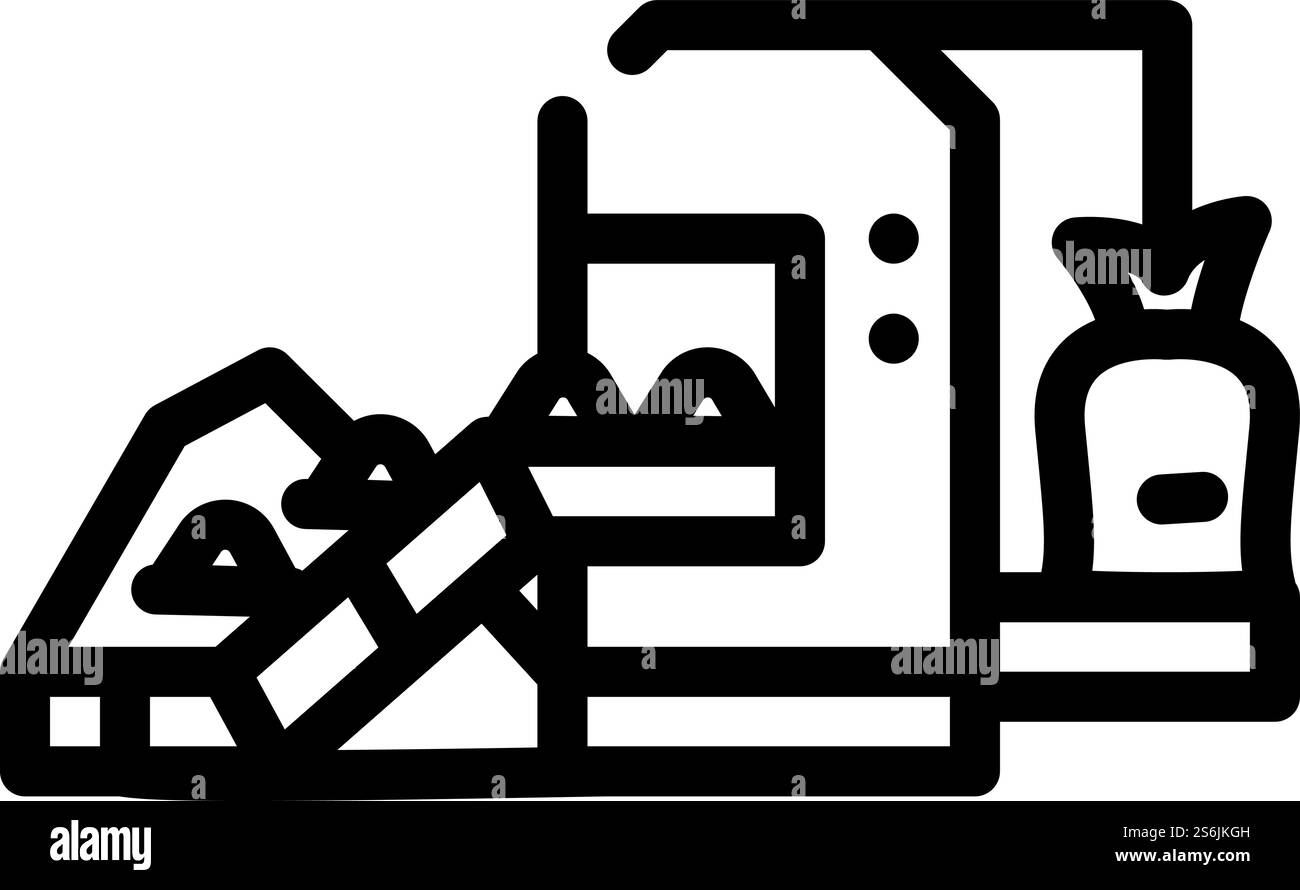 industrial packaging of compost line icon vector. industrial packaging ...