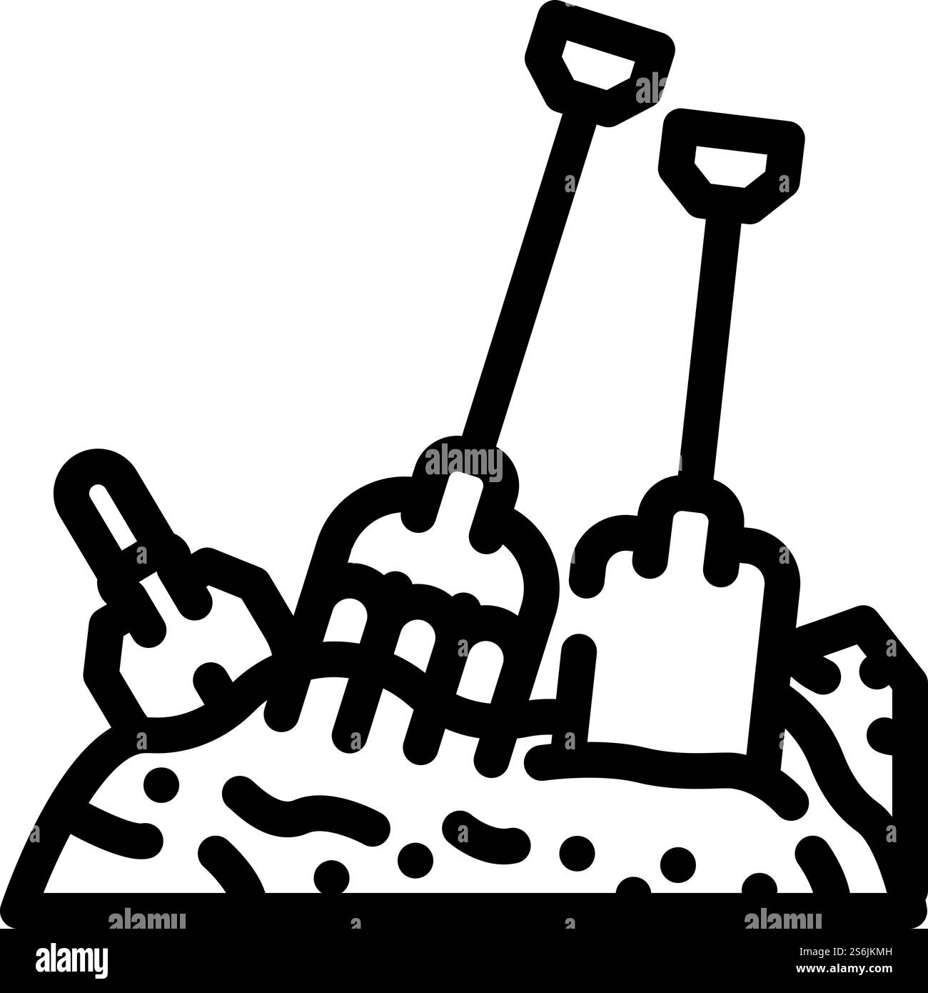 pitchfork and shovel tool on compost pile line icon vector. pitchfork ...