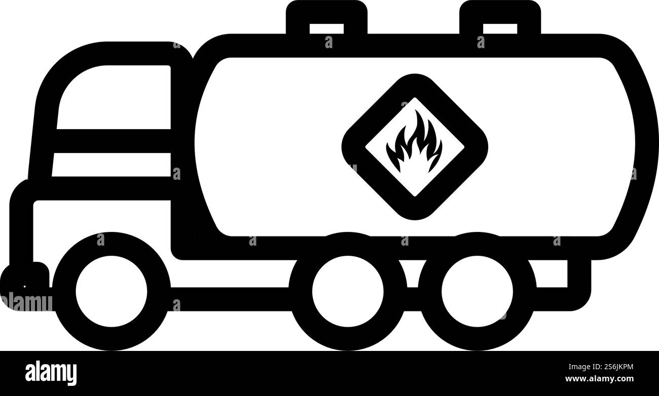 Fuel Tank Truck Icon. Bold outline design with editable stroke width ...