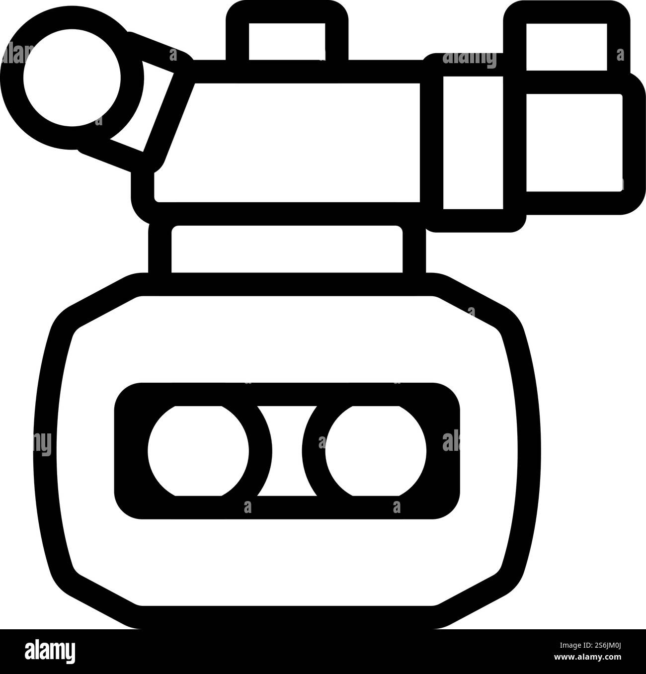 3d Movie Camera Icon. Editable Bold Outline Design. Vector Illustration ...