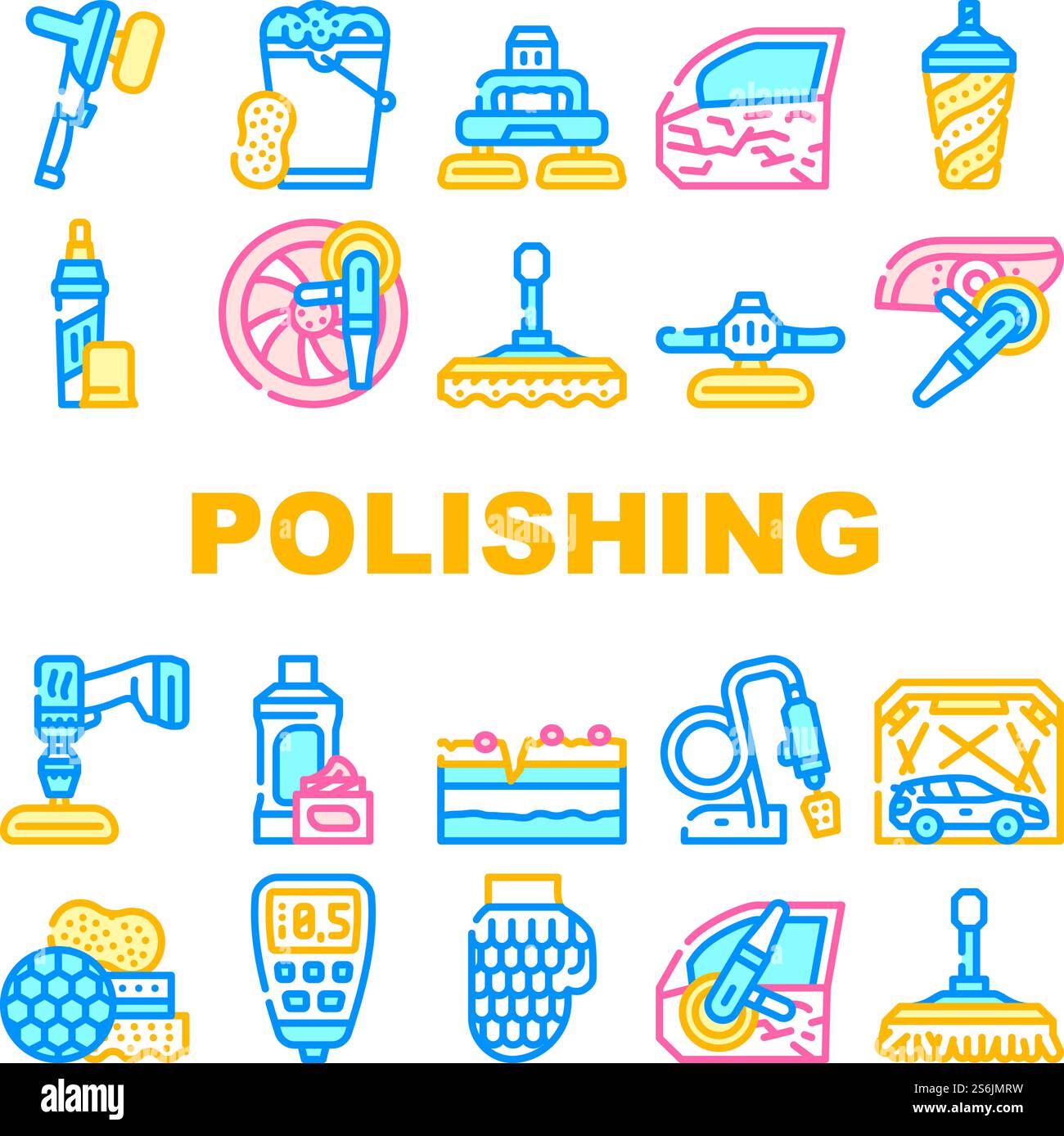 Car Polishing Tool Collection Icons Set Vector. Screwdriver With ...