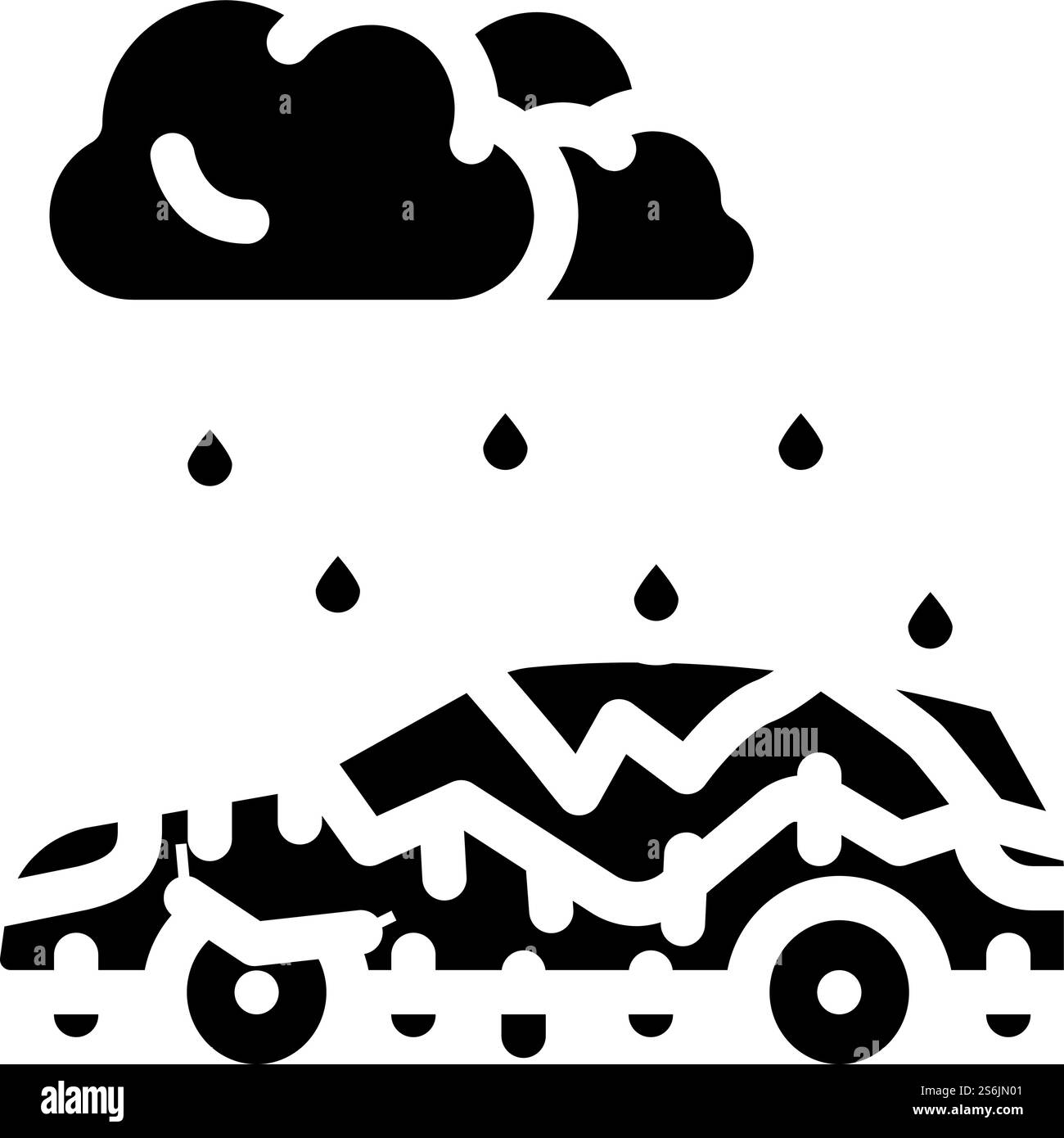 freezing rain disaster glyph icon vector. freezing rain disaster sign ...