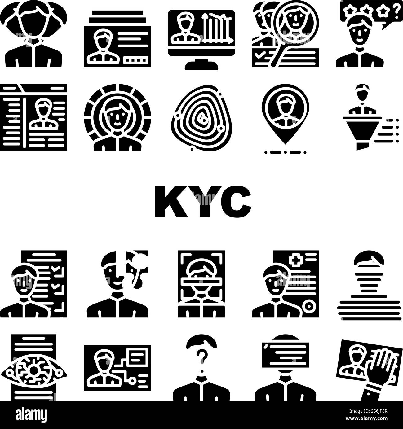 Kyc Know Your Customer Collection Icons Set Vector. Client ...
