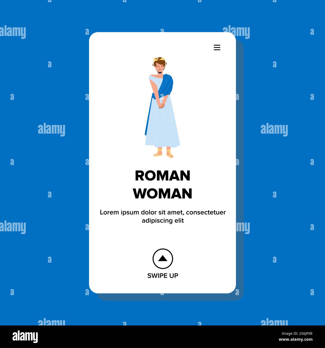 Roman Woman Wearing Long Grecian Clothes Vector. Roman Woman In ...