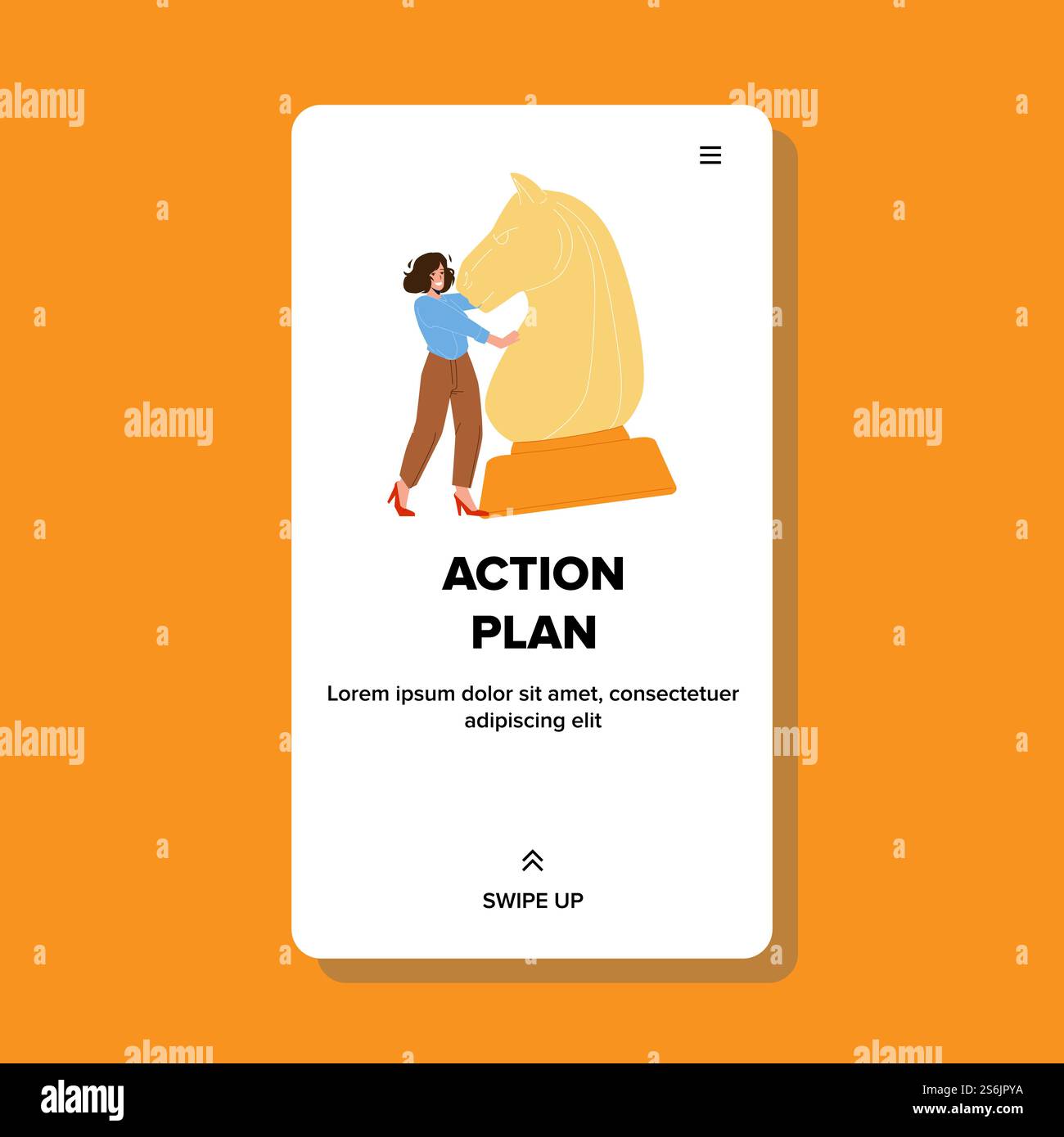 Action Plan Developing In Game Woman Player Vector. Businesswoman ...