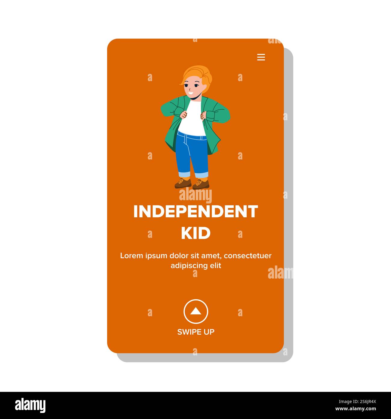 Independent Kid Go To Playground By Himself Vector. Independent Kid ...