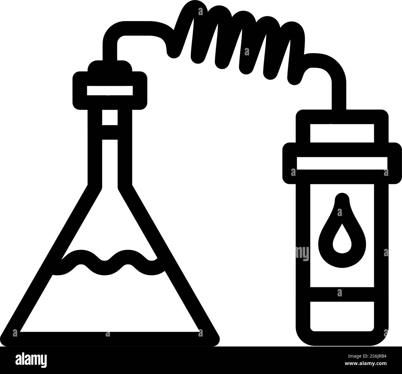 Icon Of Chemistry Reaction With Two Flask. Editable Bold Outline Design ...