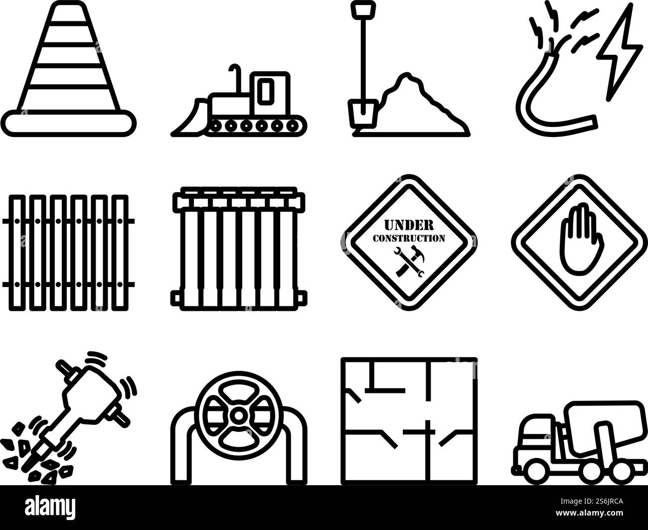 Construction Icon Set. Editable Bold Outline Design. Vector ...
