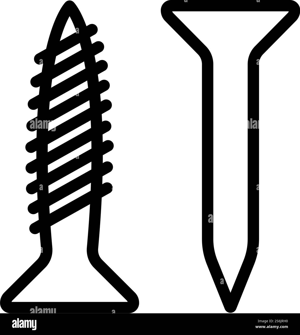 Icon Of Screw And Nail. Editable Bold Outline Design. Vector ...