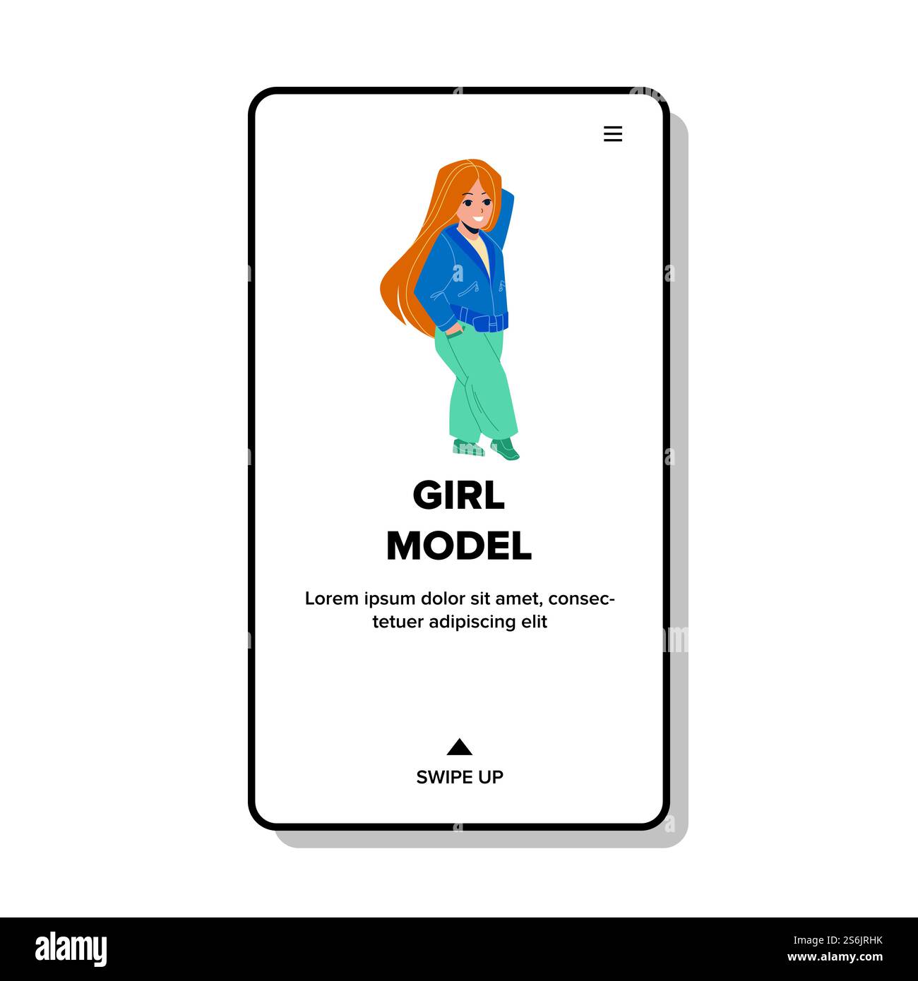 Girl Model Showing Clothes On Fashion Event Vector. Pretty Girl Model ...