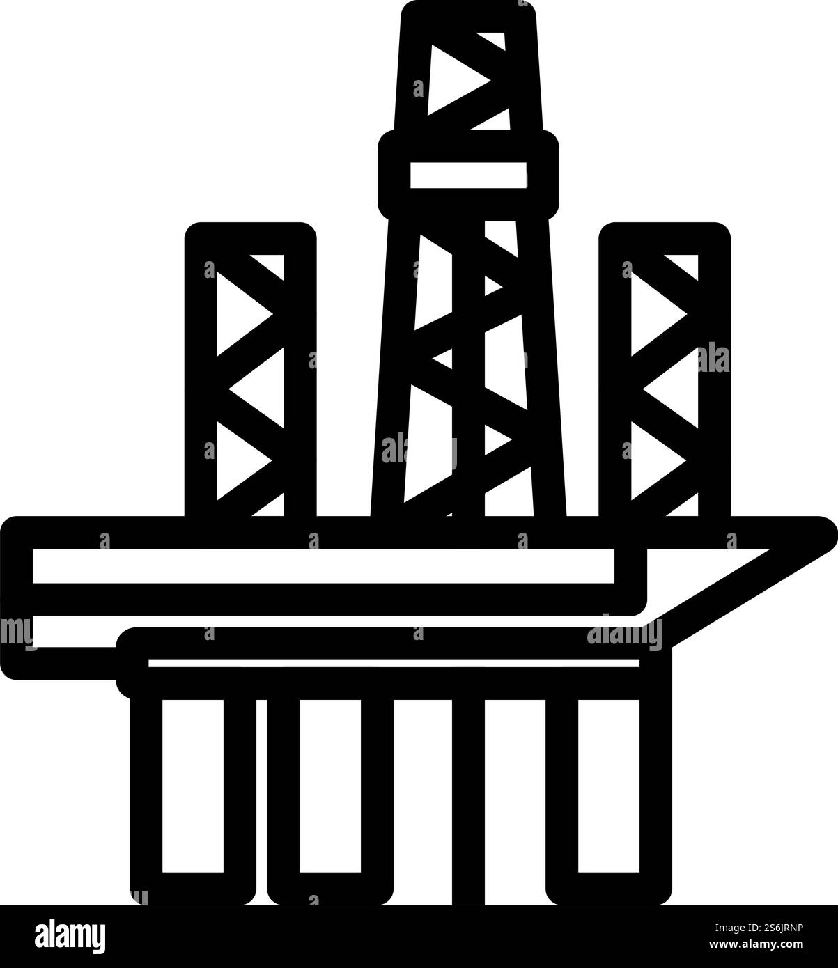 Oil Sea Platform Icon. Bold outline design with editable stroke width ...