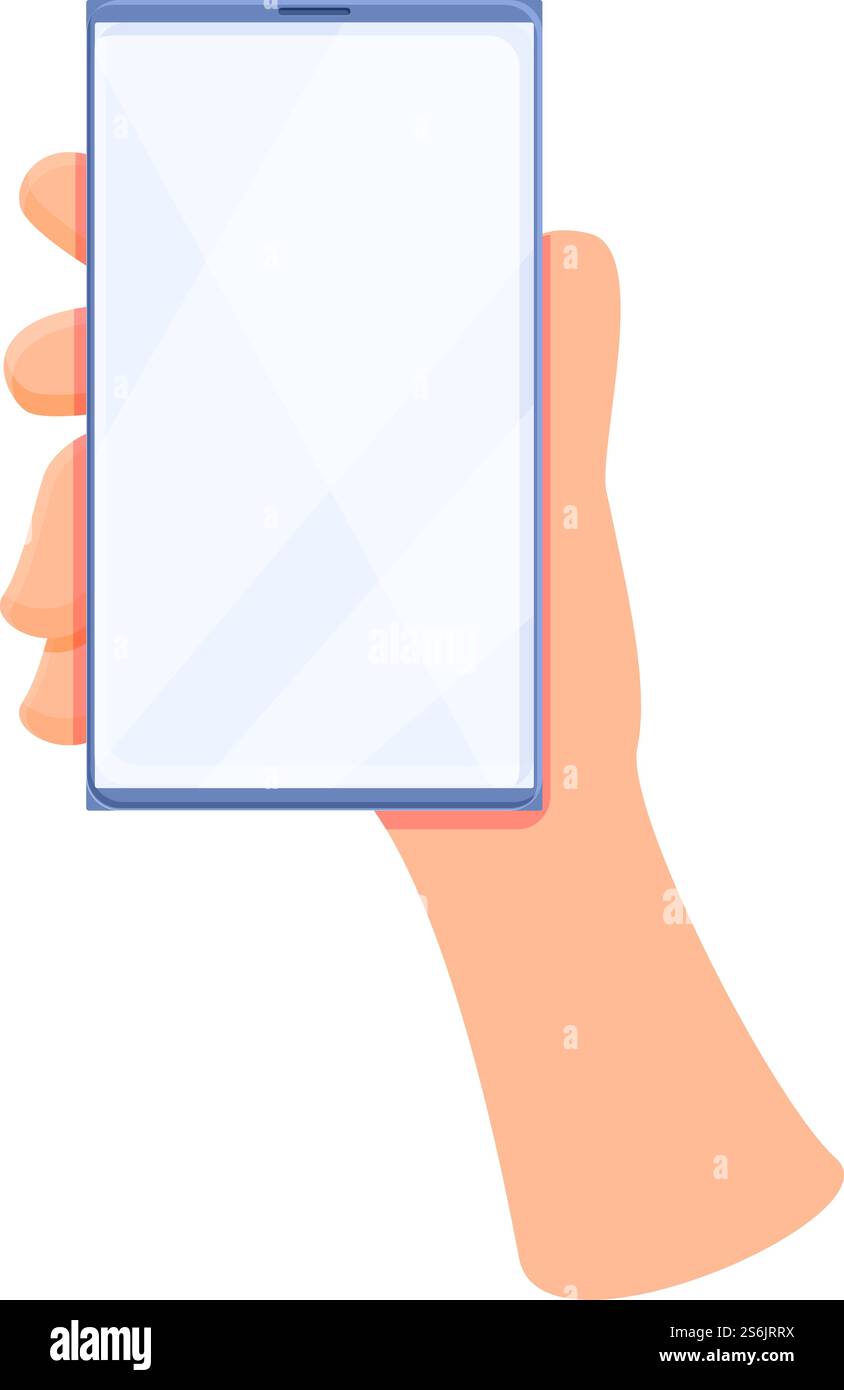 Hand take phone tu web surf icon. Cartoon of Hand take phone tu web ...