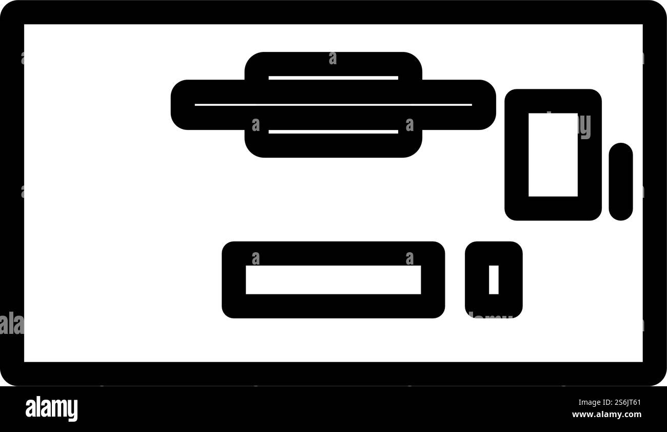 Office Table Top View Icon. Bold outline design with editable stroke ...