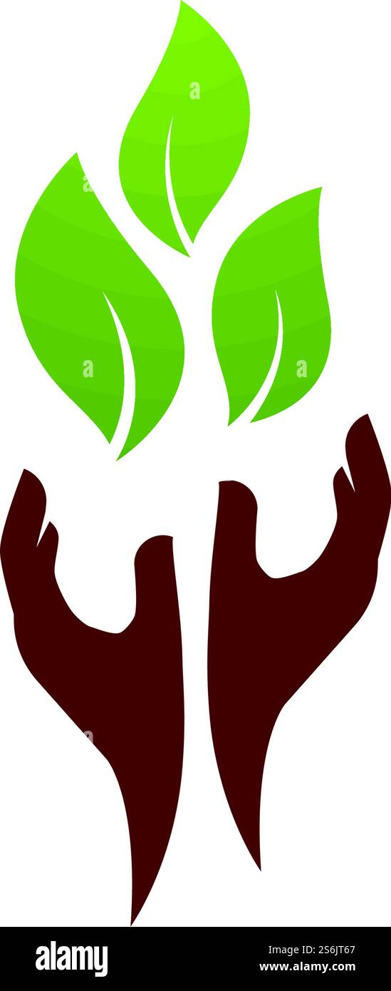 Save nature ecology logo hand and leaf illustration Stock Vector Image ...