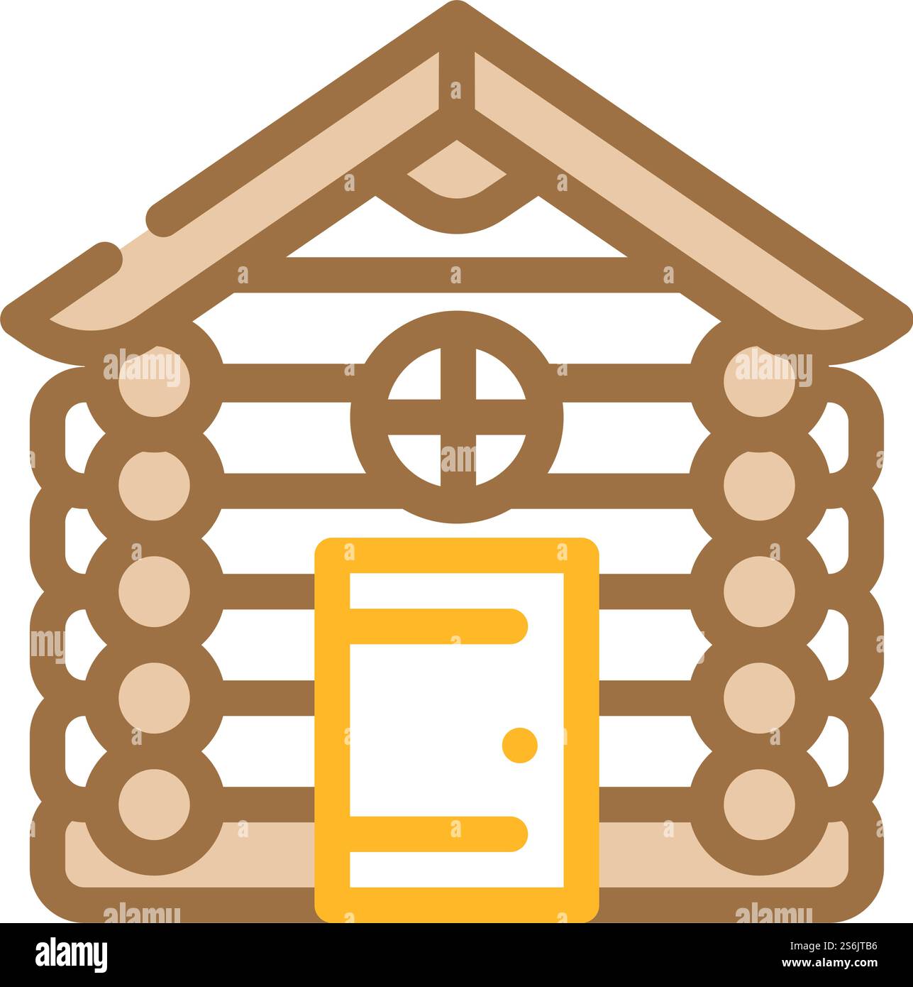 wooden hut house color icon vector. wooden hut house sign. isolated ...