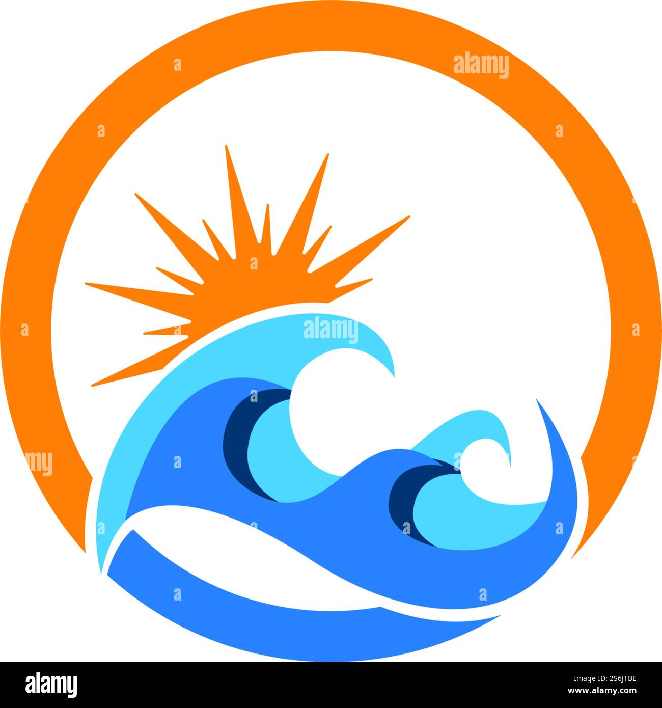 Vector Logo with yellow sun and blue sea waves Stock Vector Image & Art ...