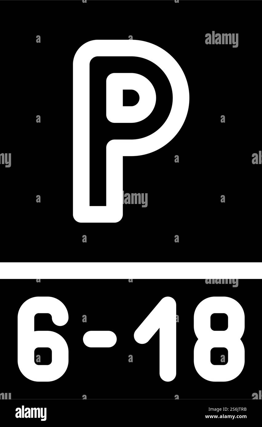 parking working time mark glyph icon vector. parking working time mark ...