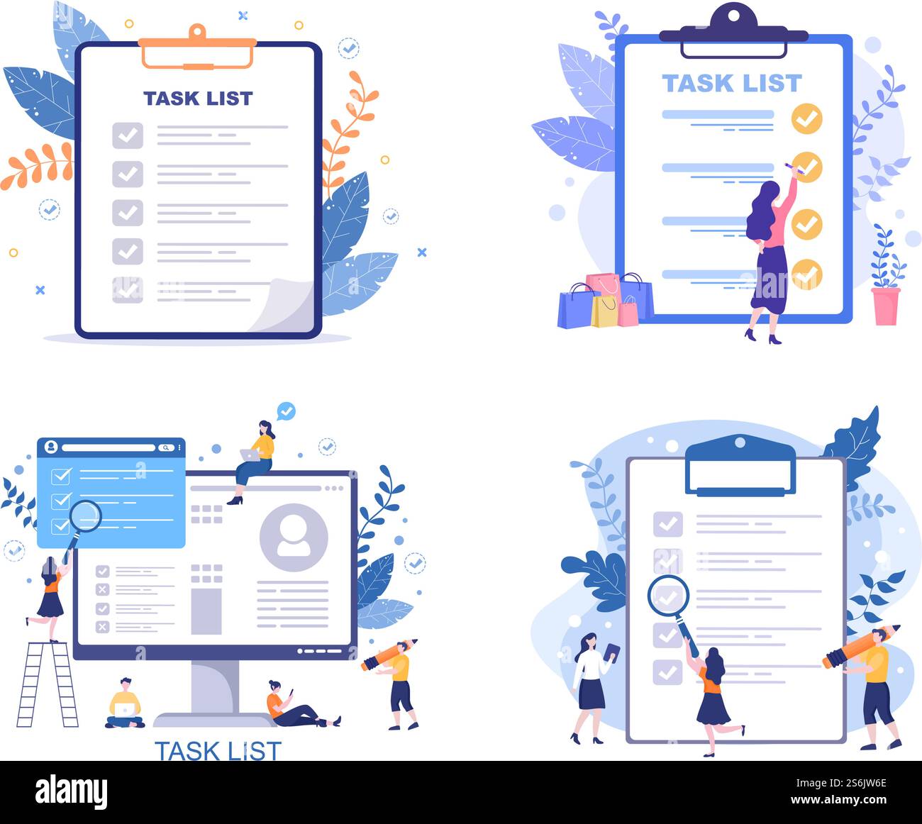 Task List Vector Illustration To Do list Time Management, Work Planning or Organization of Daily ...