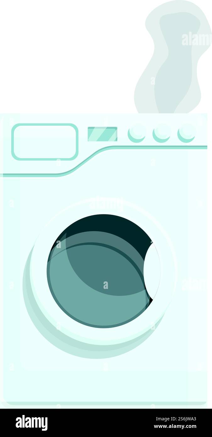 Smoking broken washing machine icon. Cartoon of Smoking broken washing ...