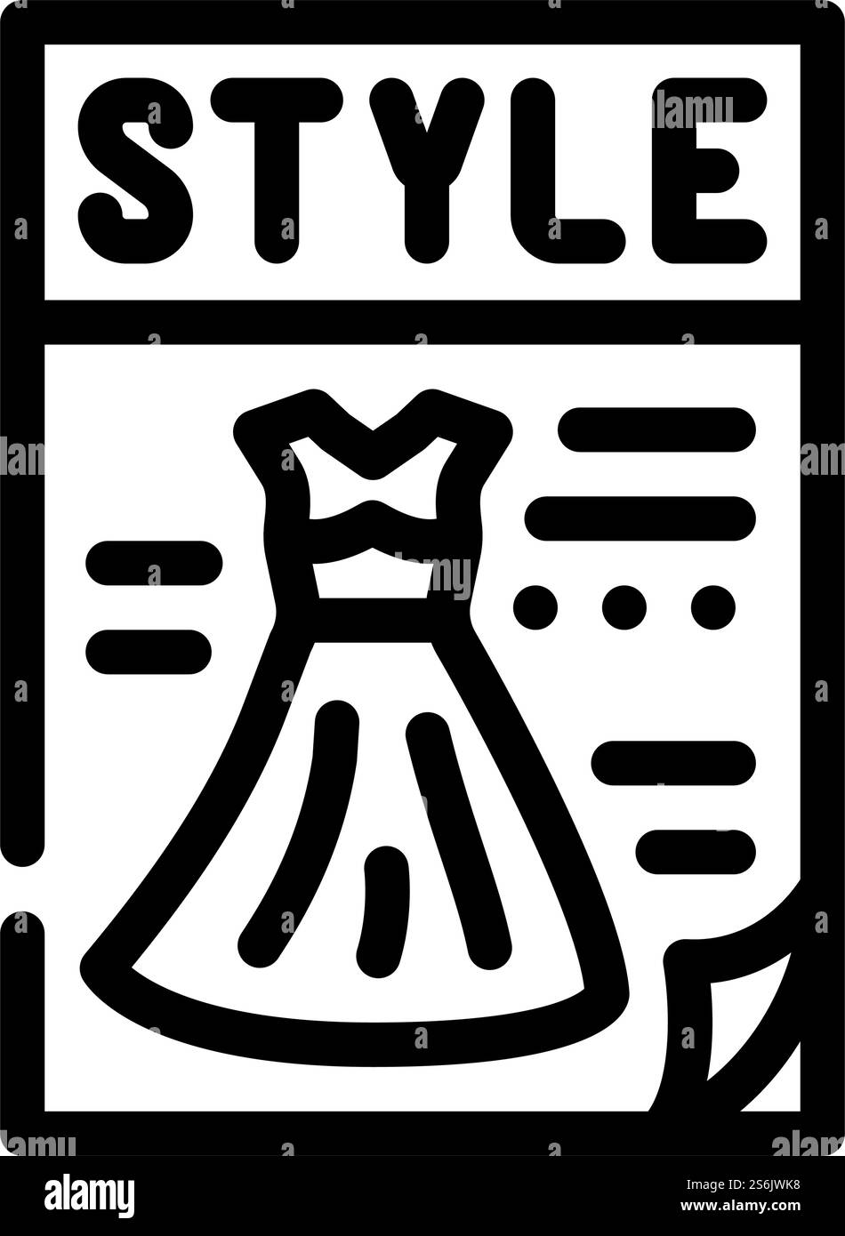 magazine style line icon vector. magazine style sign. isolated contour ...