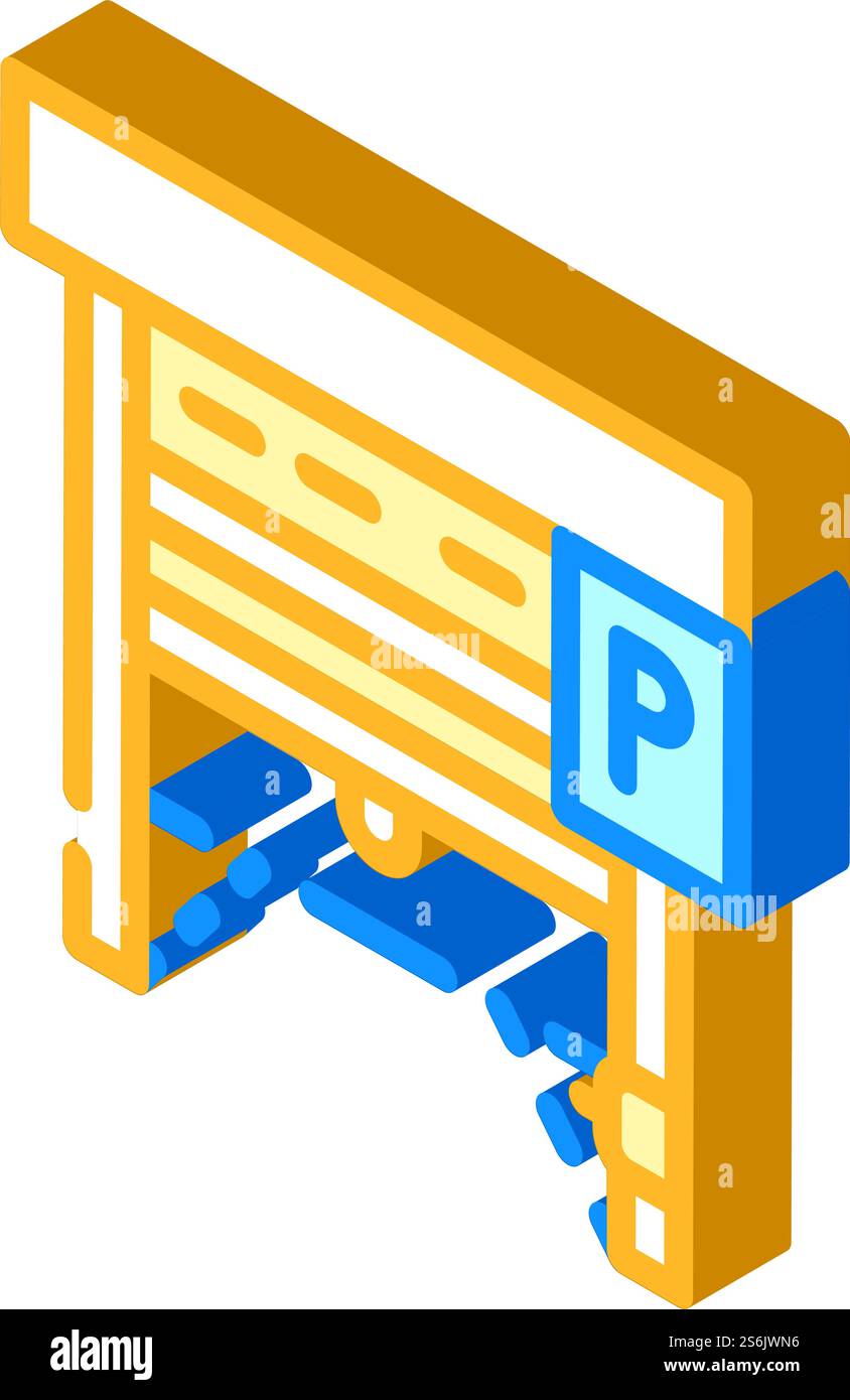 automatically parking gates isometric icon vector. automatically ...