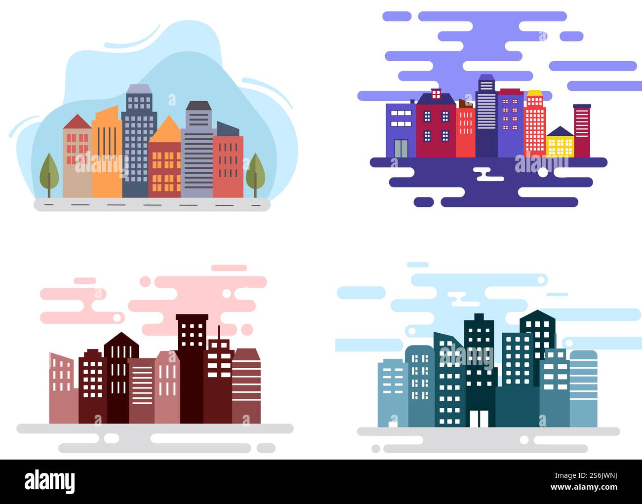 City Landscape Buildings and Architecture Silhouette Vector Background ...
