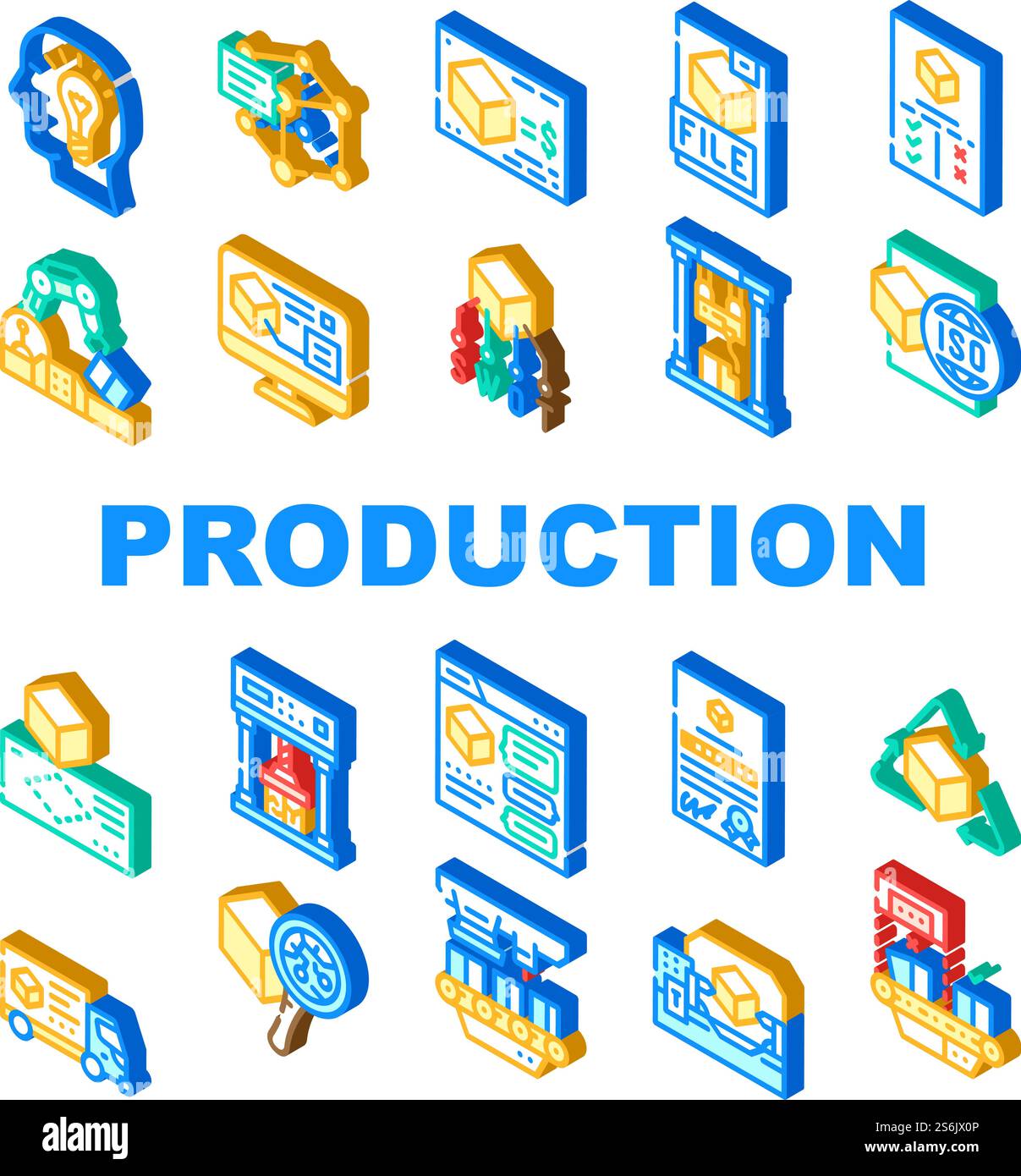 Production Business Collection Icons Set Vector. Discussion And ...