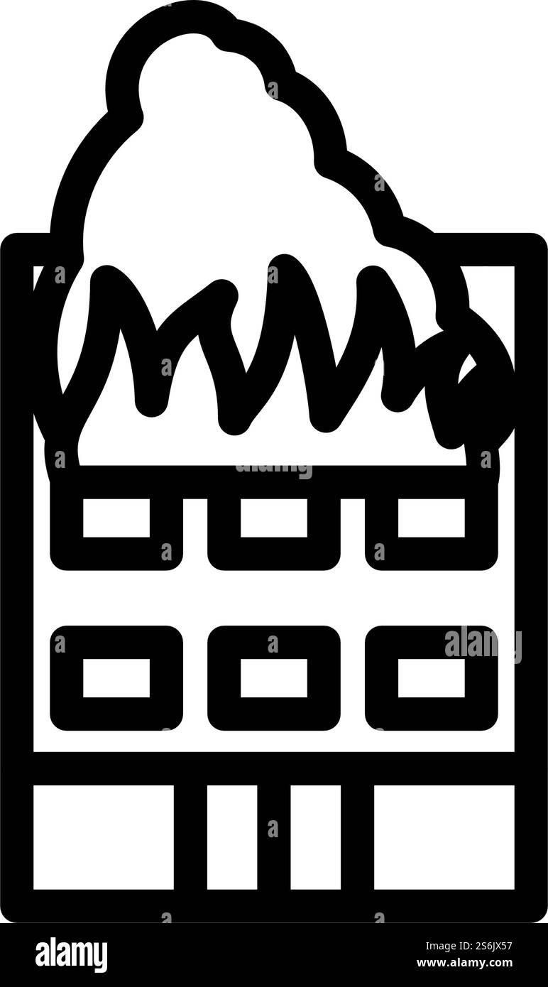 Hotel Building In Fire Icon. Bold outline design with editable stroke ...