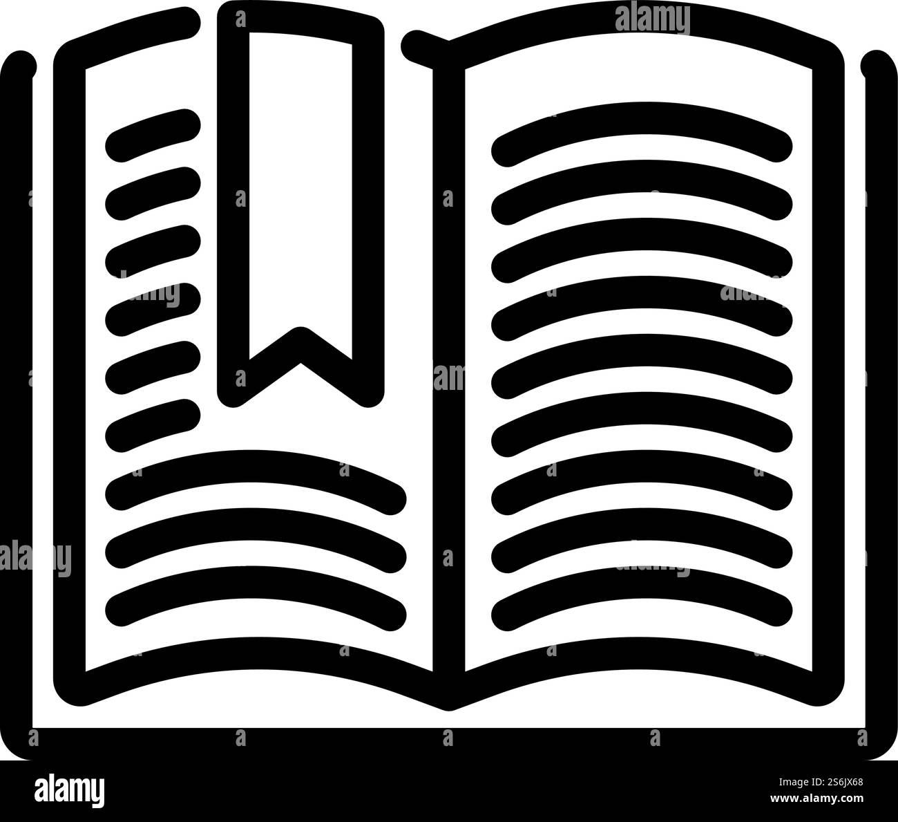 Icon Of Open Book With Bookmark. Bold outline design with editable ...