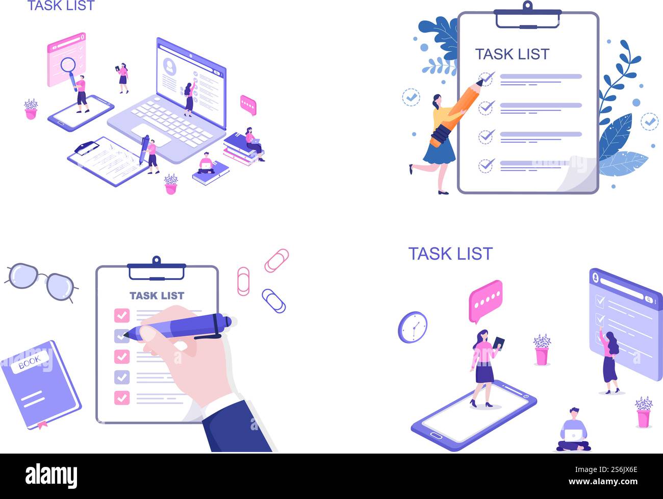 Task List Vector Illustration To Do list Time Management, Work Planning or Organization of Daily ...