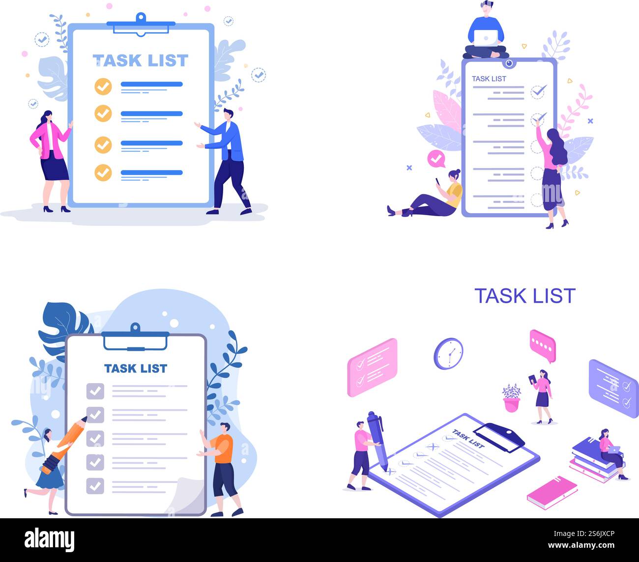 Task List Vector Illustration To Do list Time Management, Work Planning or Organization of Daily ...