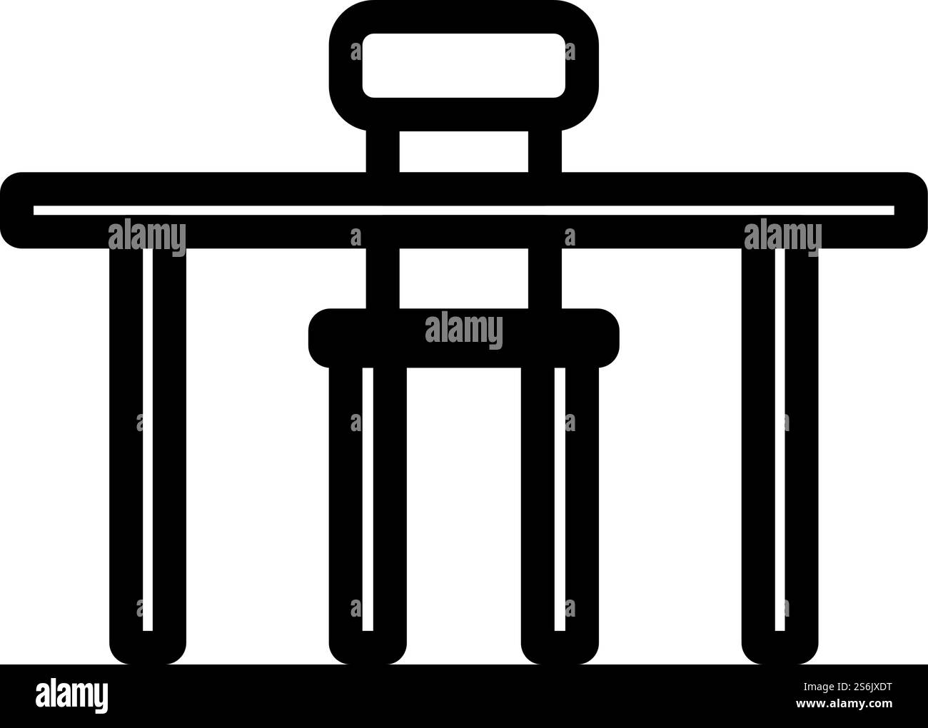Icon Of Table And Chair. Editable Bold Outline Design. Vector ...