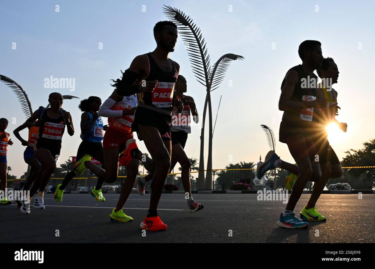Doha, Qatar. 17th Jan, 2025. Participants run during the 2025 Doha ...