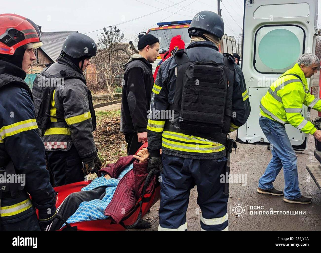 In this photo provided by the Ukrainian Emergency Service, firefighters ...