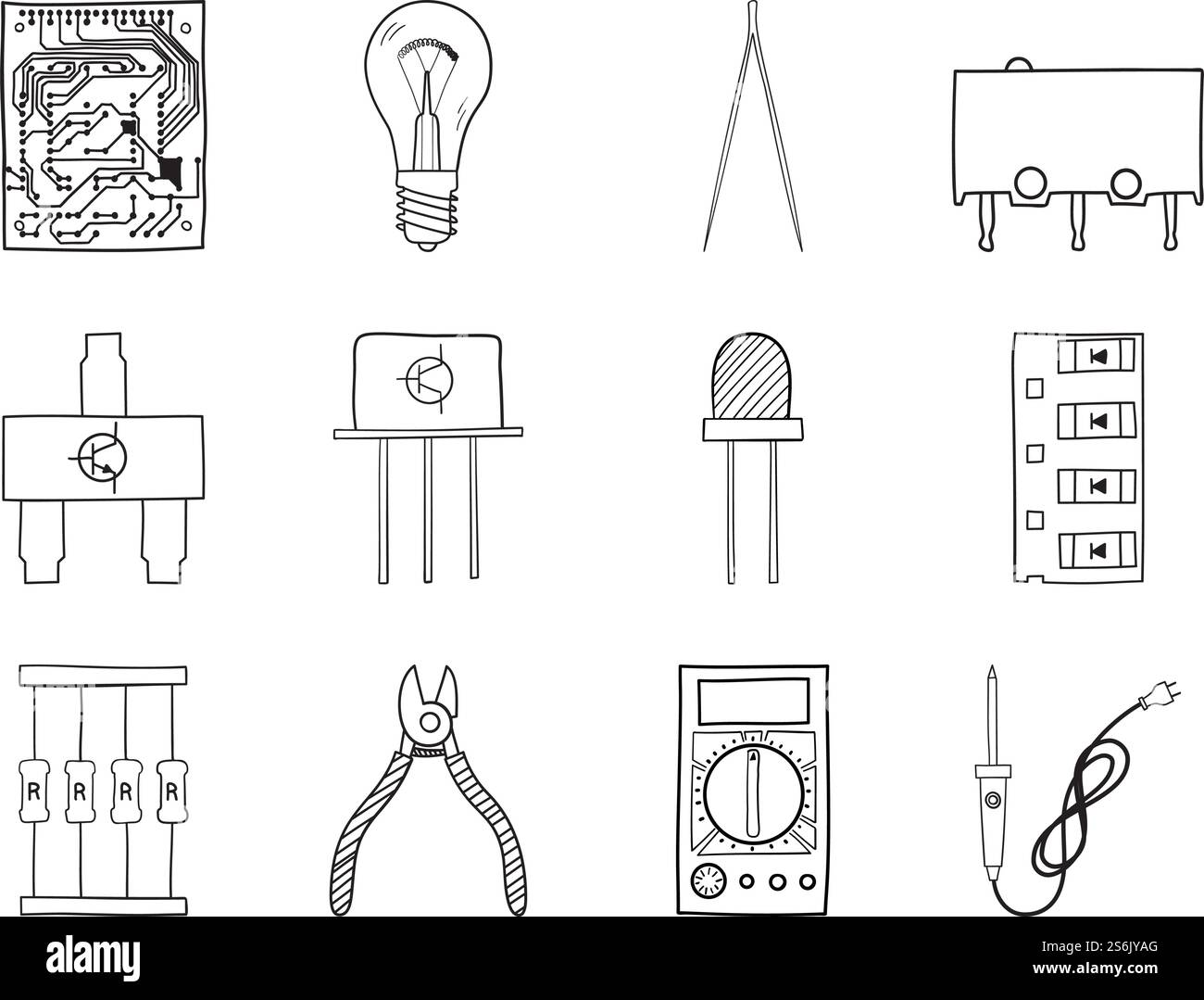 Soldering Icon Set. Hand Drawn Doodle Sketch Design. Vector ...