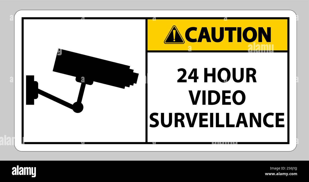 Caution Sign CCTV 24 Hour Video Surveillance Stock Vector Image & Art ...