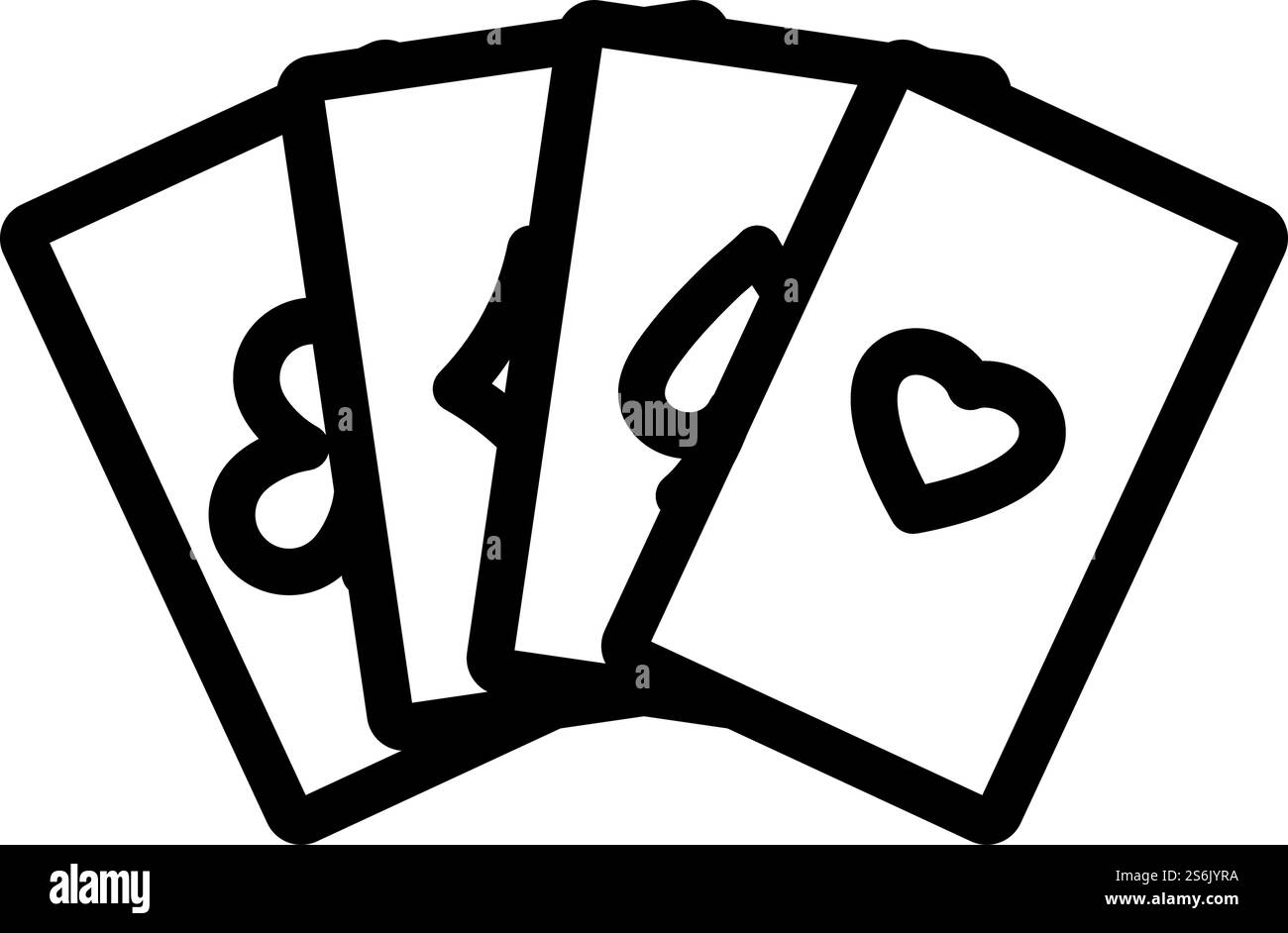 Set Of Four Card Icons. Editable Bold Outline Design. Vector ...