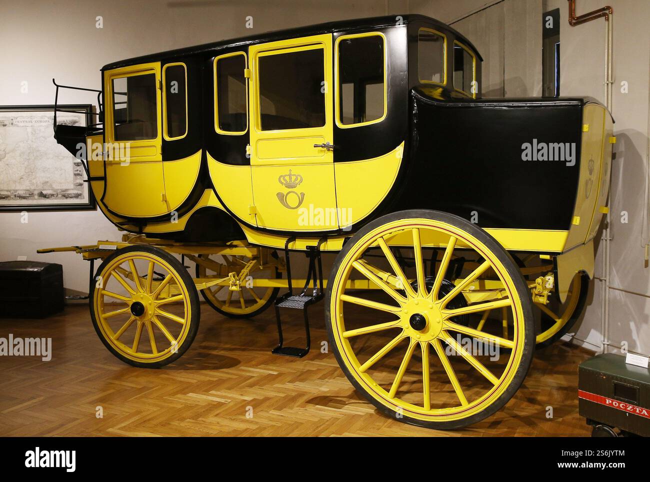 Wroclaw, Poland. 6th Mar, 2024. Historic mail coach seen in the museum ...