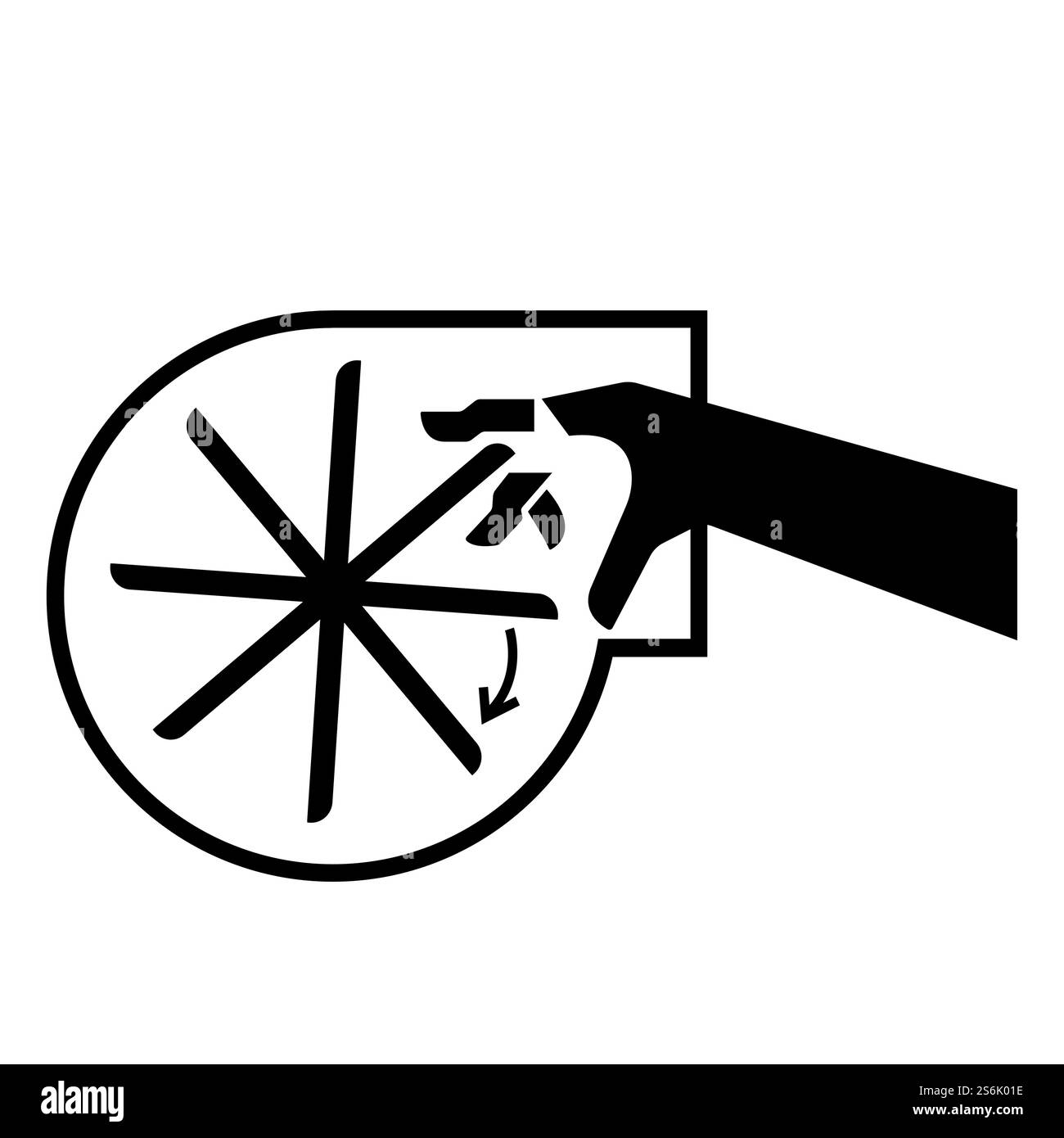 Cutting of Fingers or Hand Rotating Blade Symbol Sign Isolate on White ...