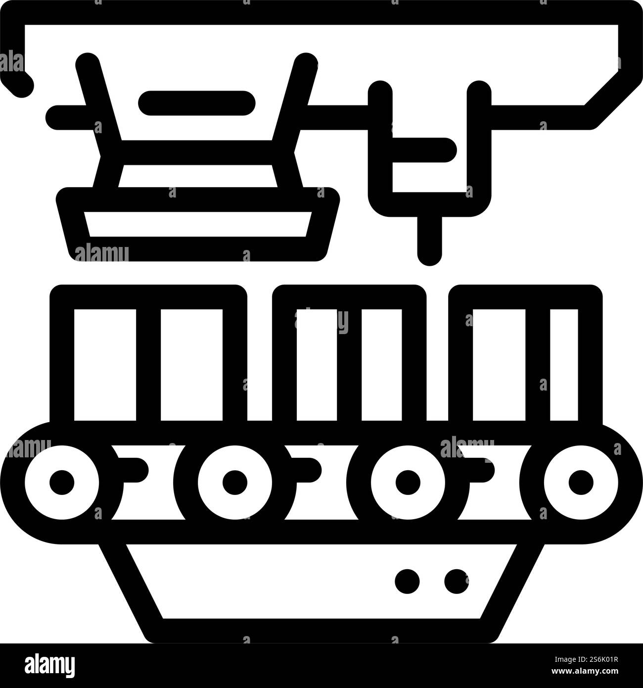 factory conveyor production line icon vector. factory conveyor ...