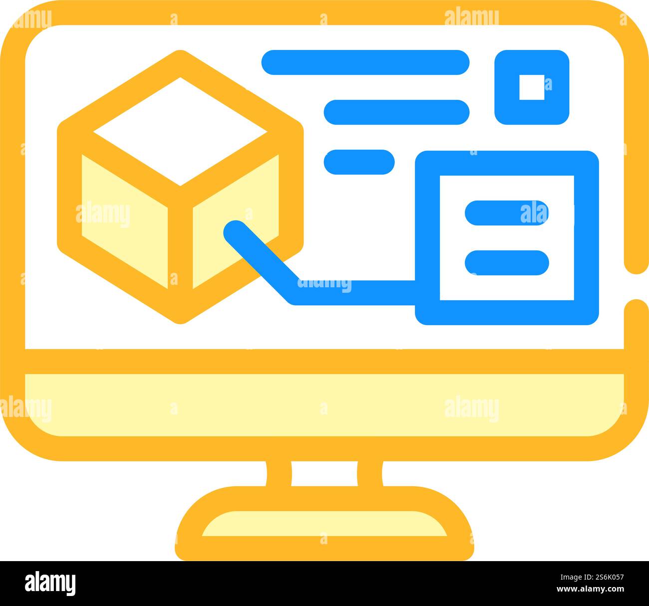 digital model on computer screen color icon vector. digital model on ...
