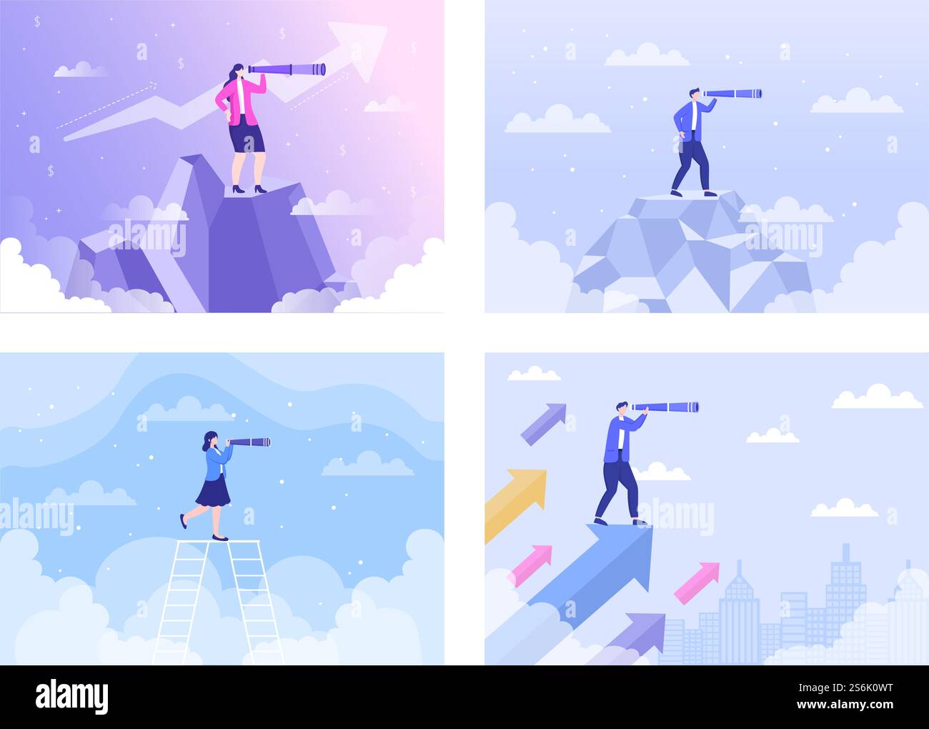 Business Vision And Target By Holding Binoculars Towards Career Success ...